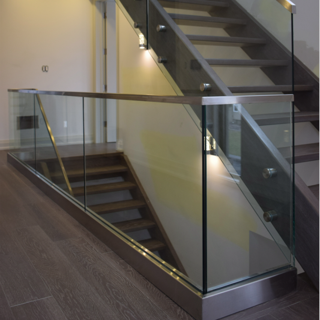 Custom Glass Railing with Base Shoe in Toronto | Shower Lagoon